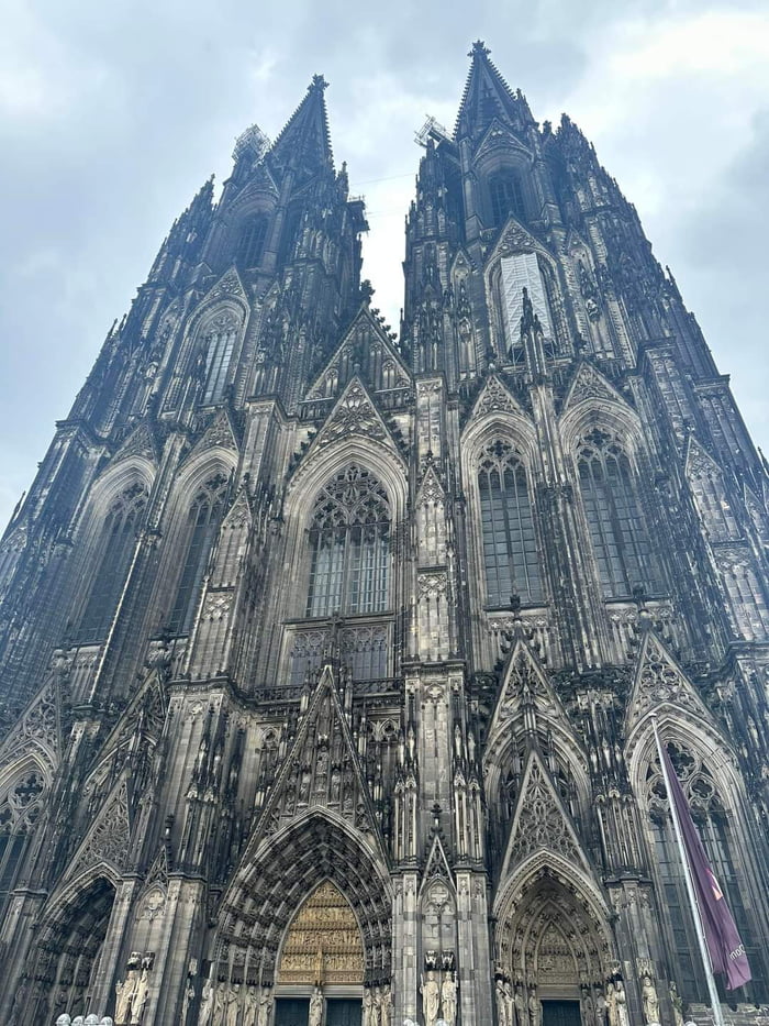 Cologne Cathedral At 157 m (515 ft), the cathedral is the tallest twin ...