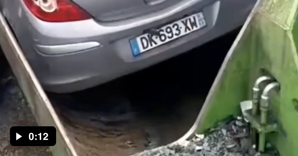 The way this car crusher turned this car into a little cube. - 9GAG