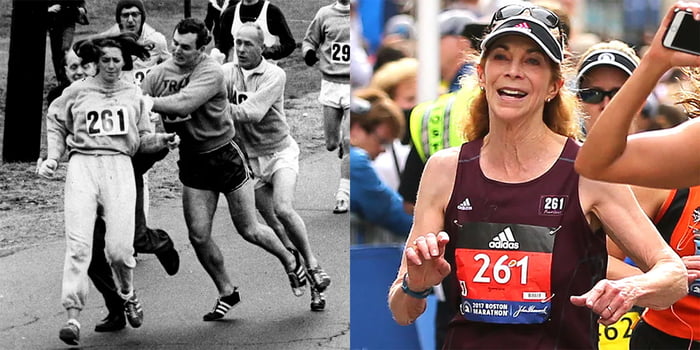 In 1967, the race manager of the Boston Marathon tried to stop ...