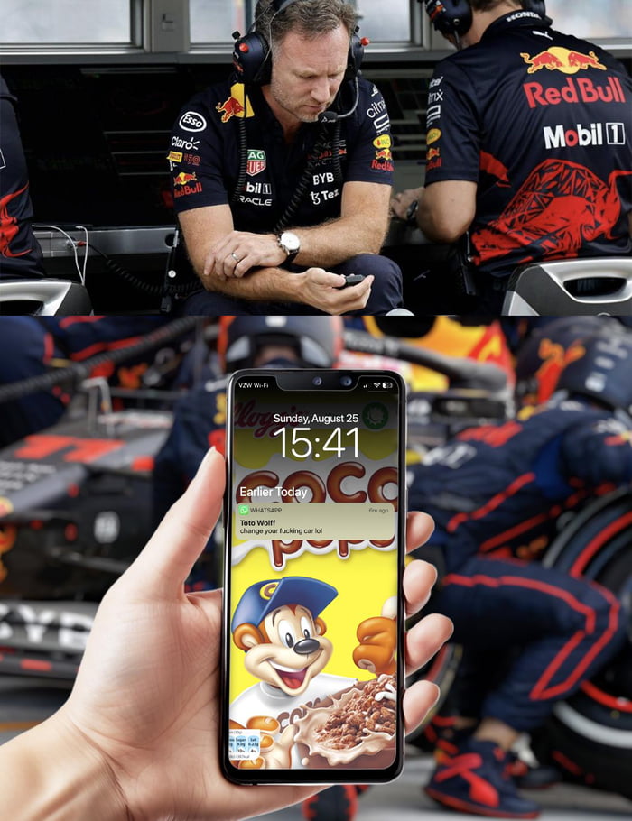 Horner checking his phone like - 9GAG