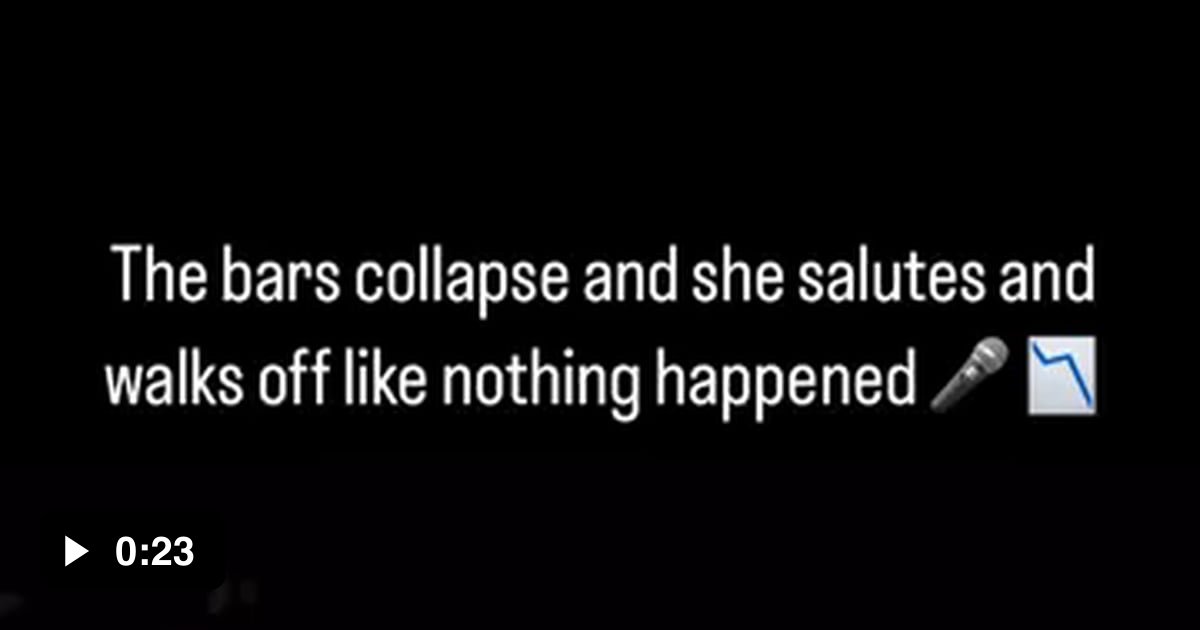 The bars collapse and she salutes and walks off like nothing happened ...
