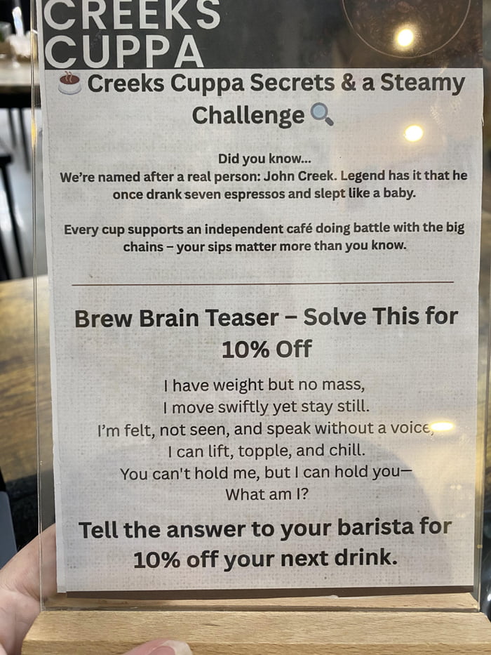 Challenge accepted. My brain needs coffee to solve this coffee riddle ...