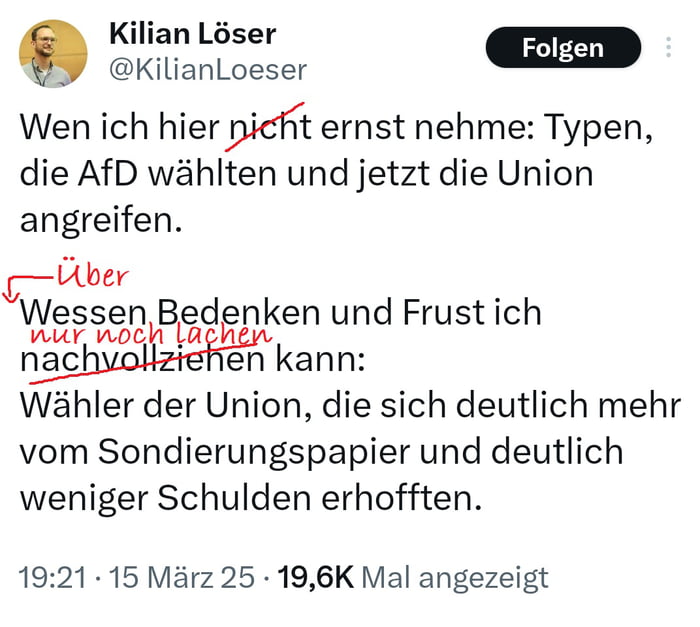Hab den Post dieses CDU-Fans mal für Menschen mit Restverstand ...