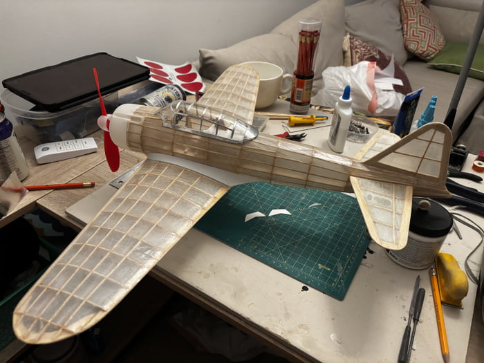 Another work in progress. A vintage Guillow’s Models Mitsubishi Zero. - 9GAG