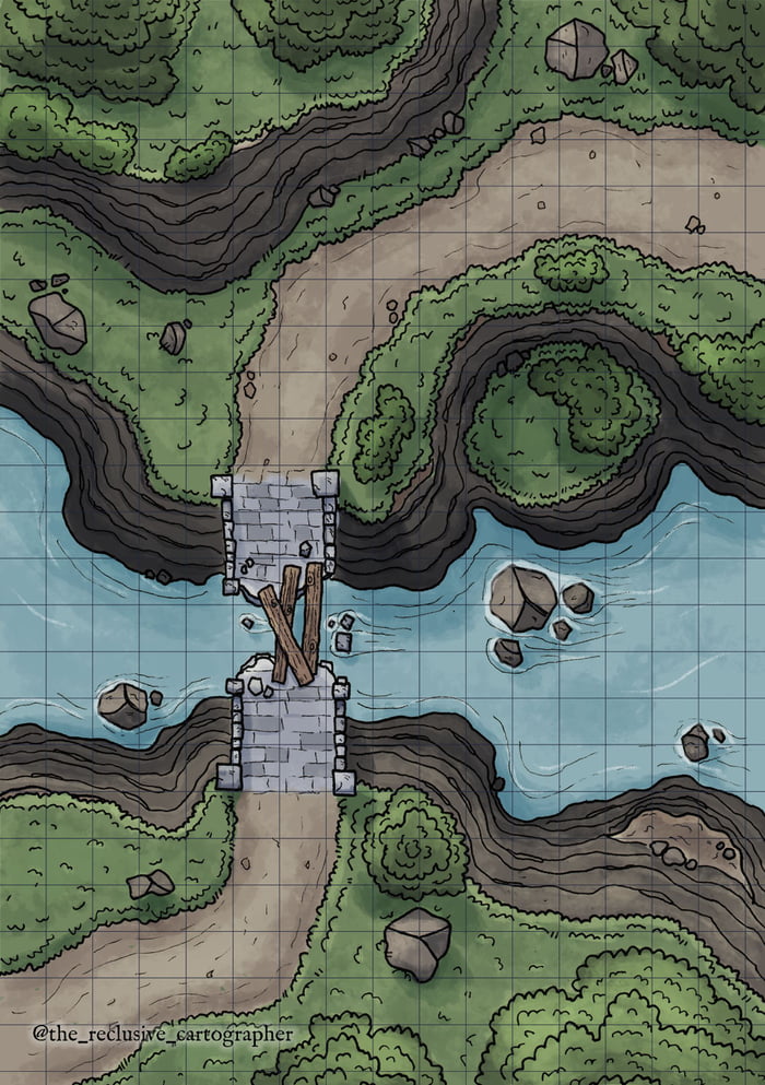 Another hand drawn battle map that I coloured in Photoshop for you guys ...