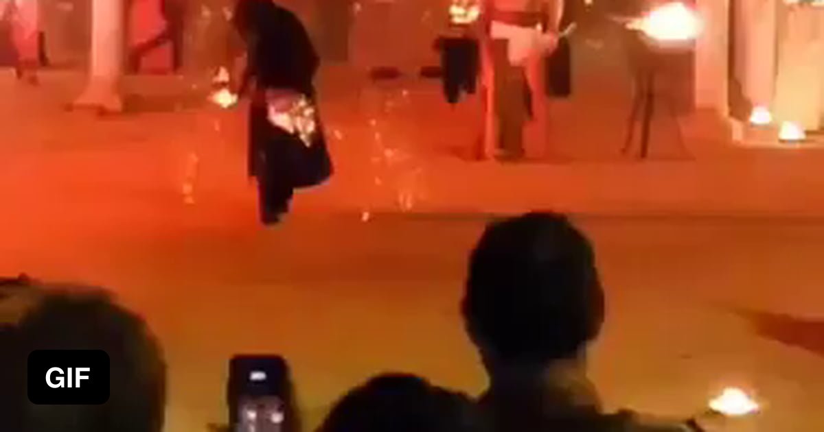 Fire dancer creating a fire tornado. - 9GAG