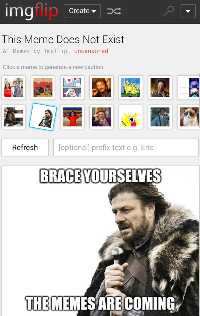 New imageflip AI meme generator giving warning. - 9GAG