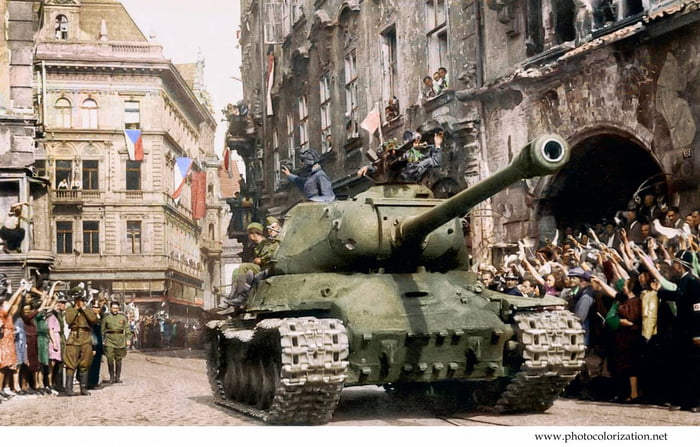 Heavy tank IS-2 from the 1st Czechoslovak Army Corps (Czechoslovak unit ...
