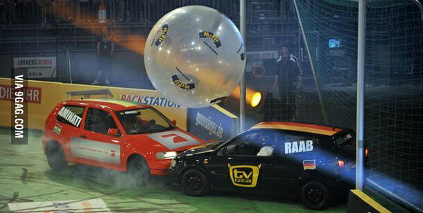 Real life Rocket League in Germany called "Autoball" - 9GAG