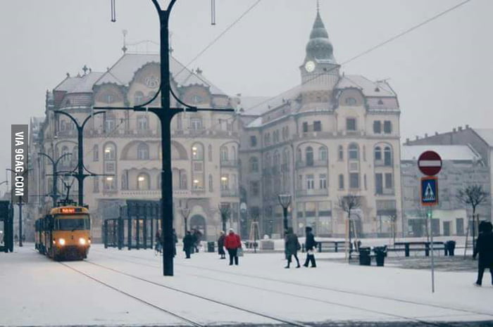 Finally some snow in my hometown. (Oradea, Romania) - 9GAG