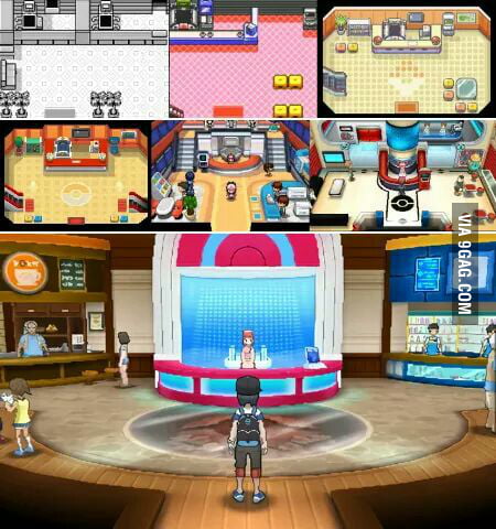 Pokemon center from gen 1 to gen 7 . - 9GAG