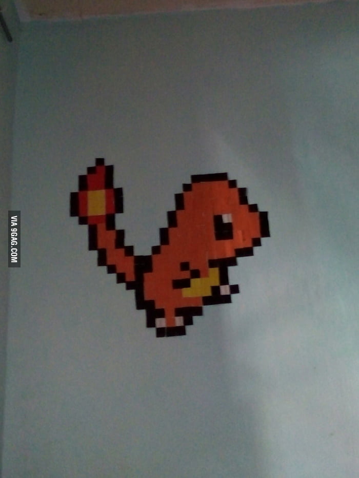 Took me two hours to finish this 8 bit charmander. aint he cute? - 9GAG