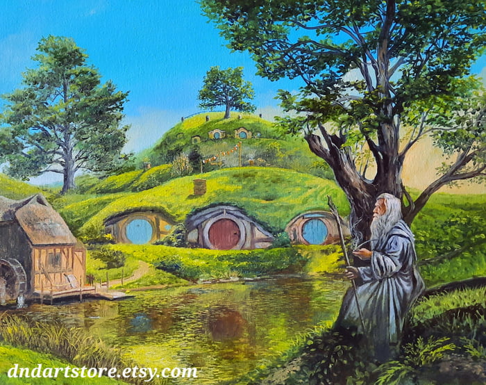 New oil painting of Gandalf in Hobbiton, oil on canvas panel. - 9GAG