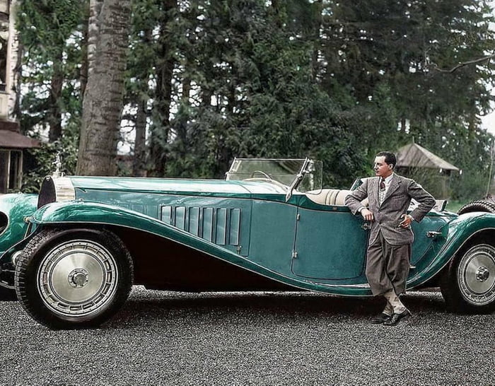 Jean Bugatti standing next to his Bugatti Royale, one of seven built ...