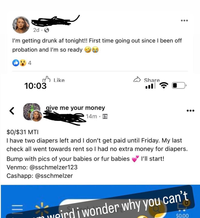 Begging for diaper money while you party - 9GAG