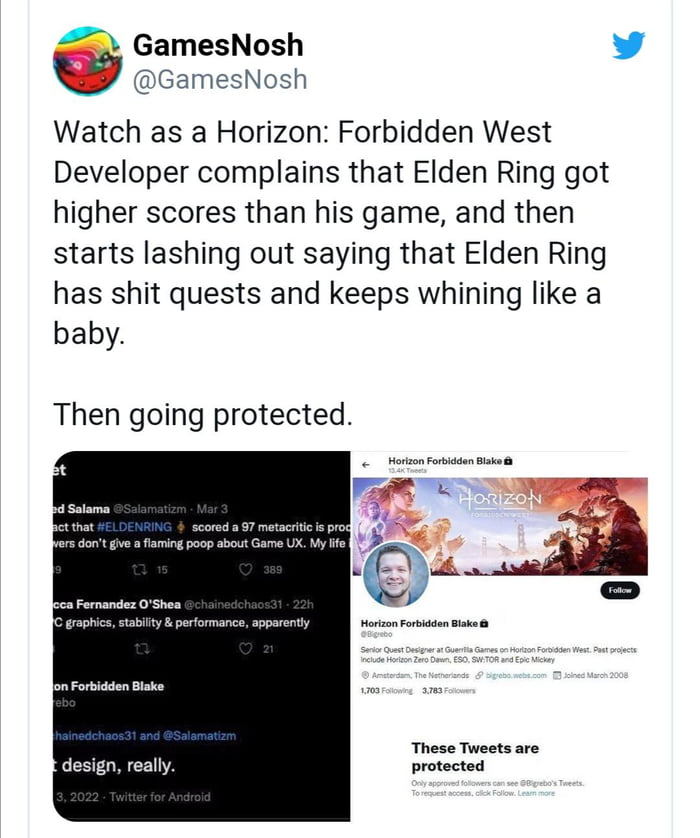 Remember when Horizon dev bashed Elden Ring? - 9GAG