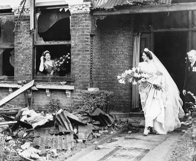 A woman in London heads to her wedding the day after her home was bombed during The Blitz in ...