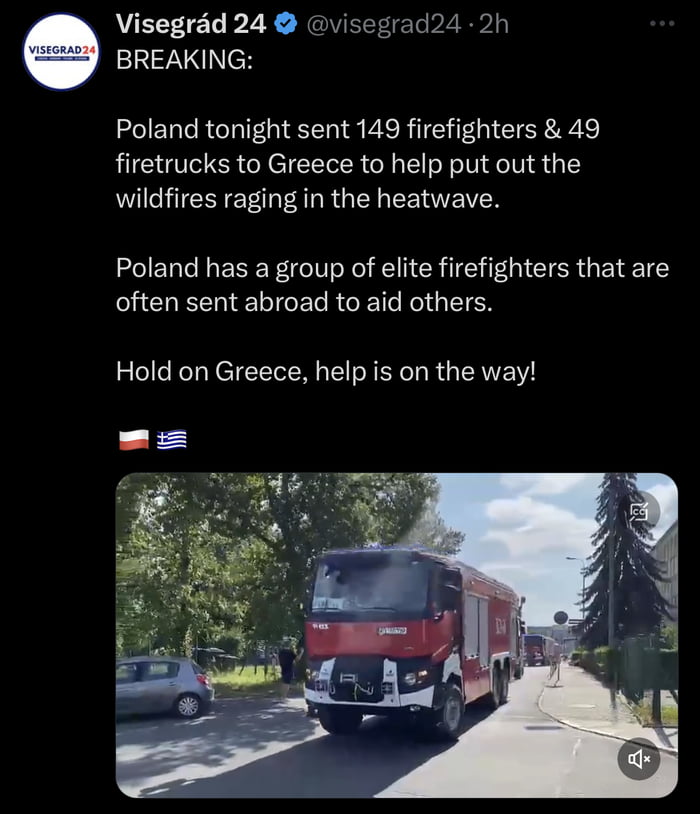 Poland is sending it's firefighters to Greece - 9GAG