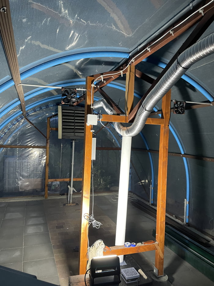 Working on my mushrooms fruiting polytunnel with climate control :D ...