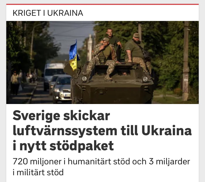 New support package from Sweden - €72M humanitarian aid, €300M military ...