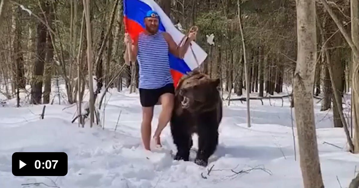 Crazy Russian man with a bear... - 9GAG