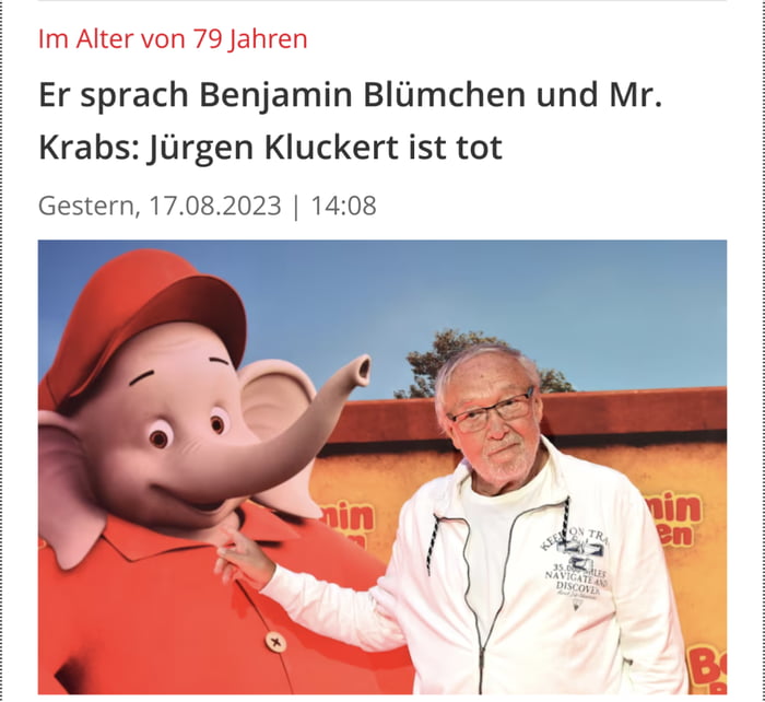 German voice of mr.krabs died - 9GAG