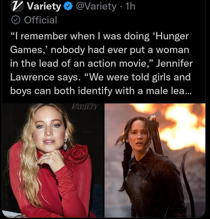 Jennifer Lawrence broke the mold by being the first female lead in an ...