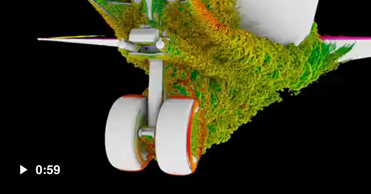 Aircraft landing gear airflow simulation done by nasa’s super computer ...