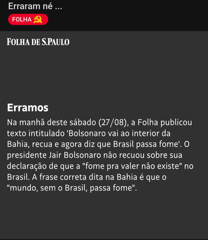 Erra na capa pra desmentir na notinha de rodapé - 9GAG