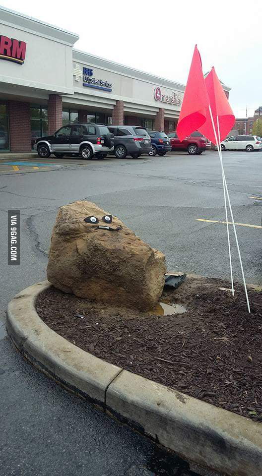 Someone put a face on the notorious rock that people are constantly ...