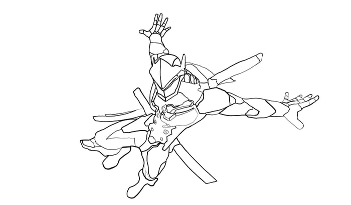 Day 1 of drawing Genji for a YouTube thumbnail! - 9GAG