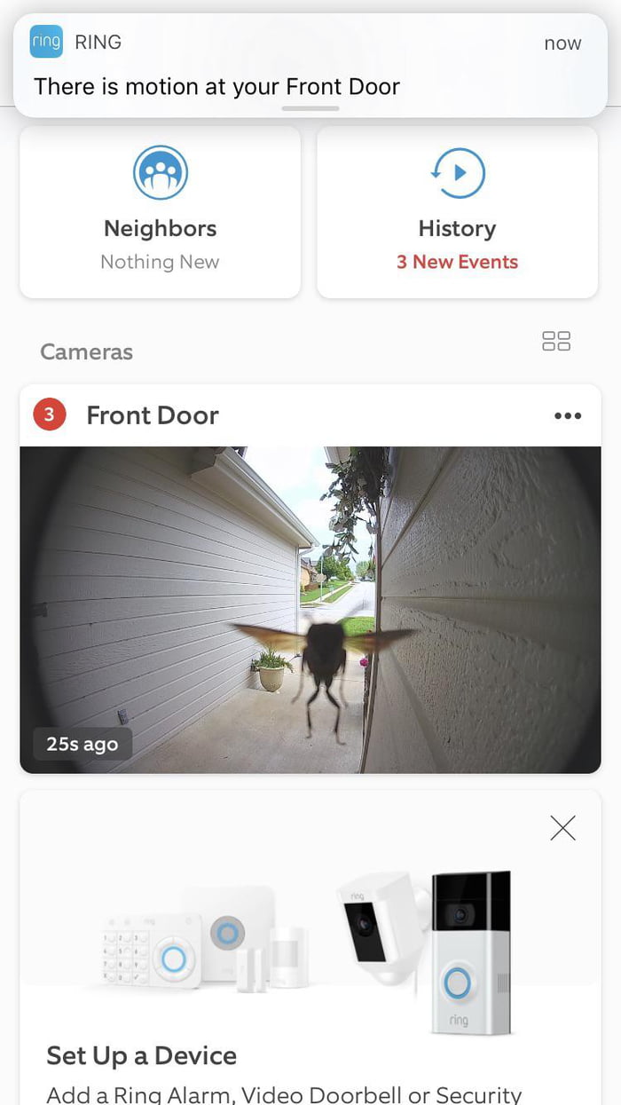 Ring camera caught the bug at just the right time. - 9GAG