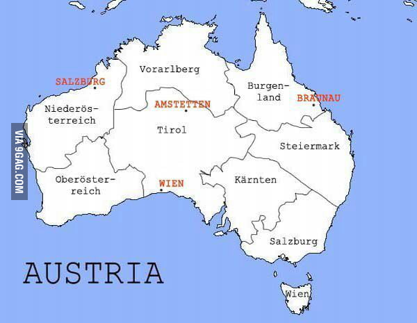 Since Australia is in Europe now, Austria could have its own beach - 9GAG