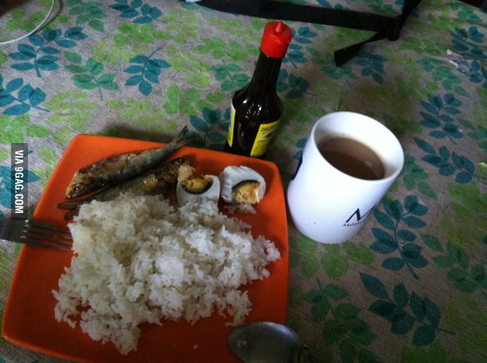 The most Filipino breakfast evah! Rice, tuyo, salted egg, coffee, soy ...