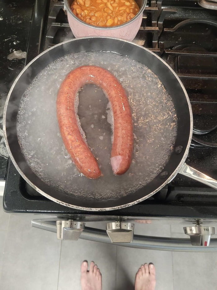 Boiled sausage and beans - 9GAG