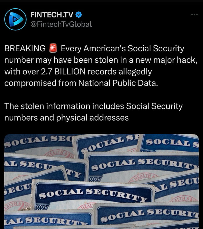Who would have thought that social security numbers are a stupid solution in regards to safety ...