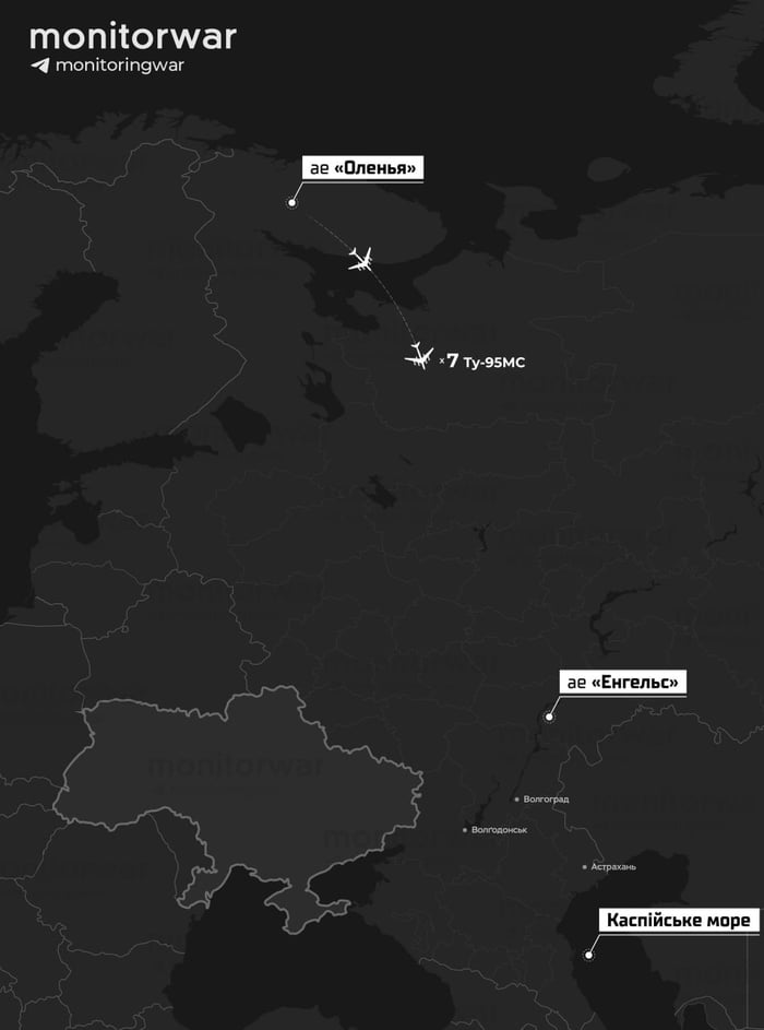 Well... 7 TU-95MS from "Olenya" air base, Murmansk region, moving in a ...