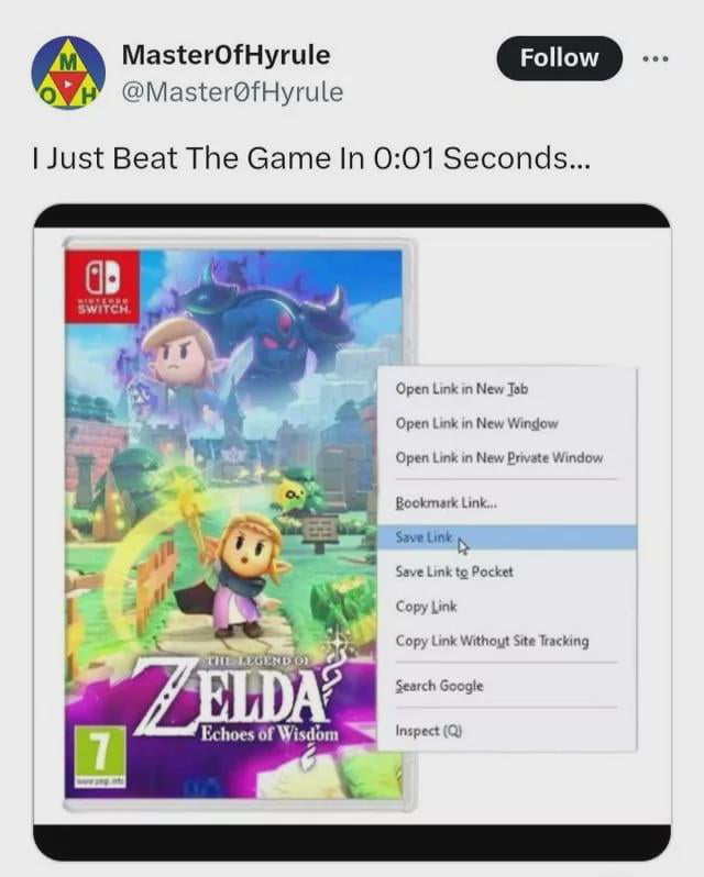 How to beat Zelda in 1 second - 9GAG