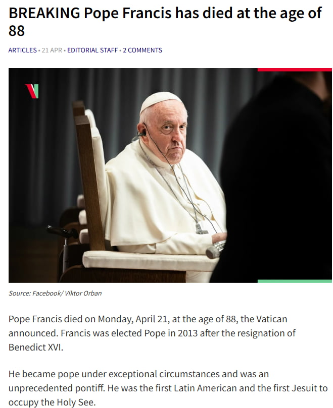 The Pope has passed away - 9GAG