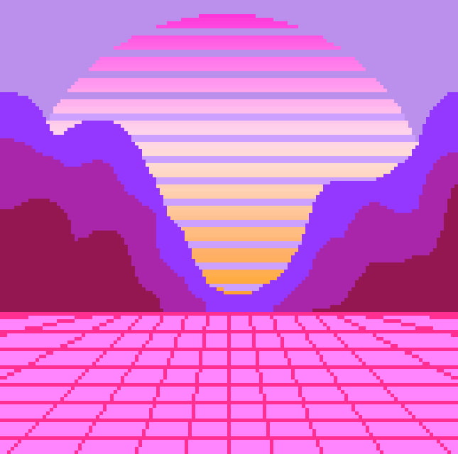Vaporwave sunset (pixel art) - 9GAG