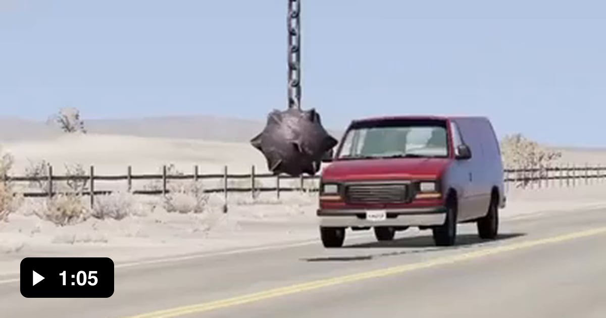 Simulation of the Impact of a hanging monster ball on a running car on ...