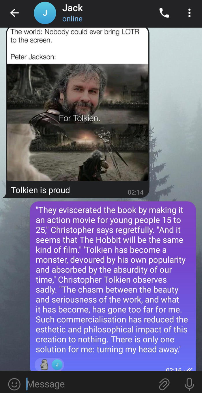 Christopher Tolkien, JRR's son, comments on the Trilogy - 9GAG