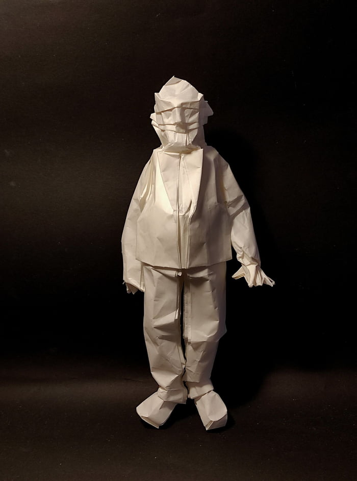 Origami old man study folded from a square of paper - 9GAG