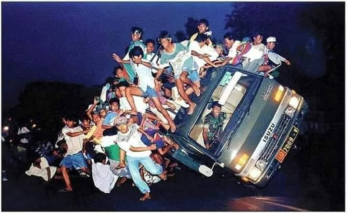 Hooligans falls from army truck - 9GAG