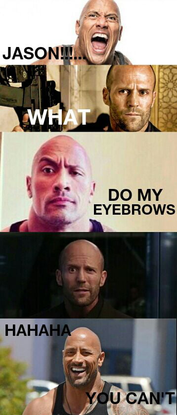 Dwayne Johnson and Jason Statham EYEBROWS - 9GAG
