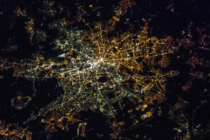 Berlin from space. You can still see the separation between former East ...