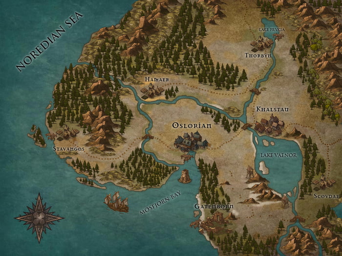 A fantasy map depicting southern Norway and mid-western Sweden. - 9GAG