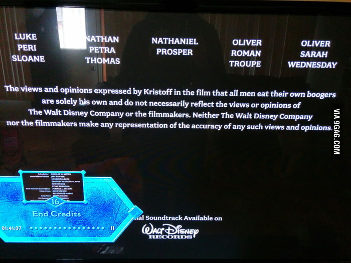 So I noticed this while the Frozen credits were rolling - 9GAG