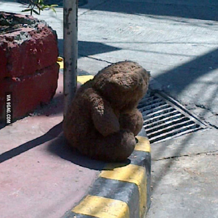I suddenly saw this sad Ted that was left on the street. - 9GAG