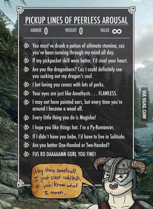 Skyrim pick up lines - 9GAG